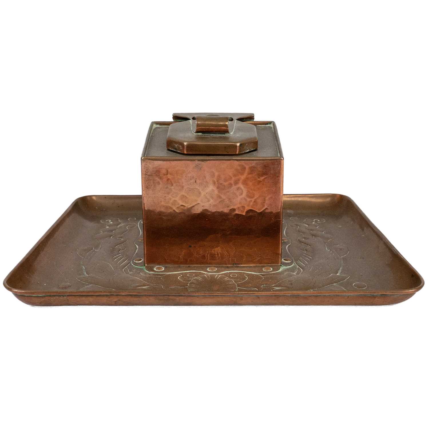 Lot 250 - A Newlyn copper inkstand.