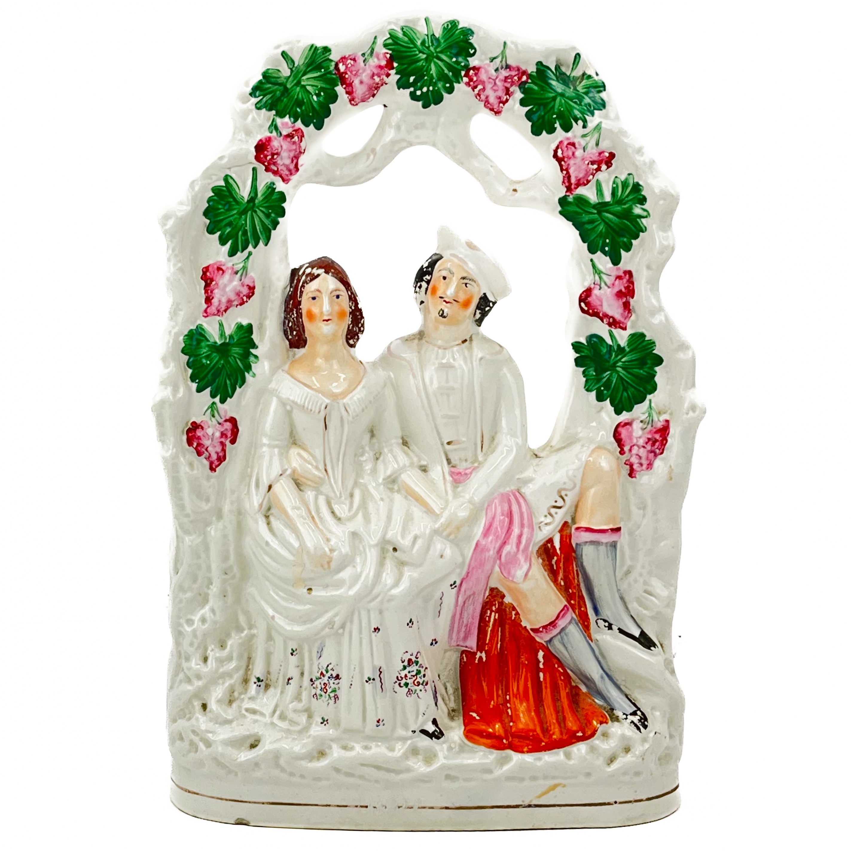 Lot 402 - A Staffordshire pottery bocage figure of a