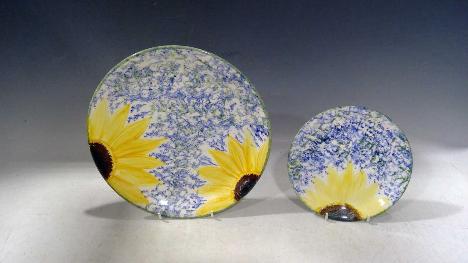 Lot 161 - Two Poole Pottery, Vincent, Sunflower Plates.