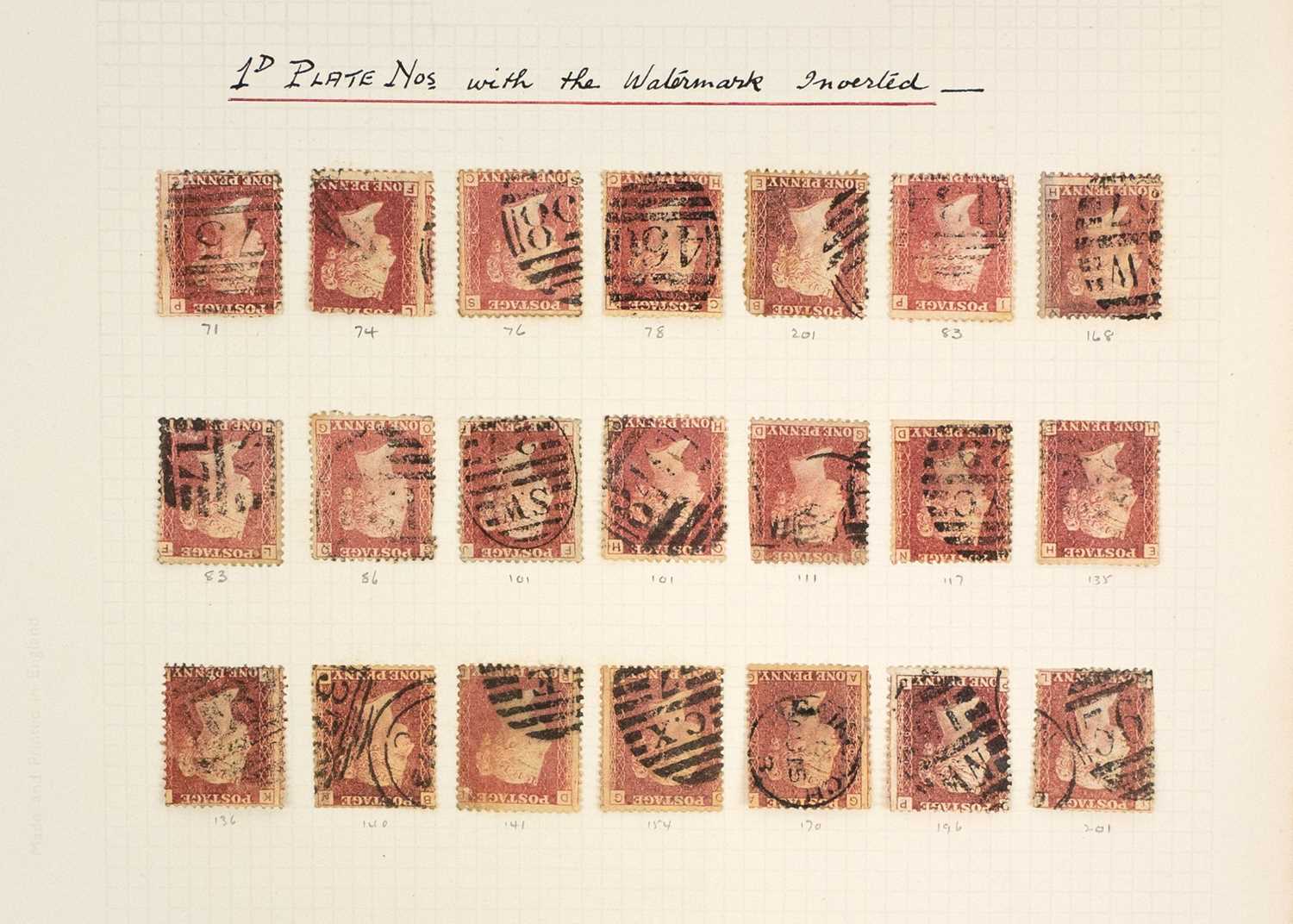 Lot 413 - GB - QV 1d red used plate numbers with