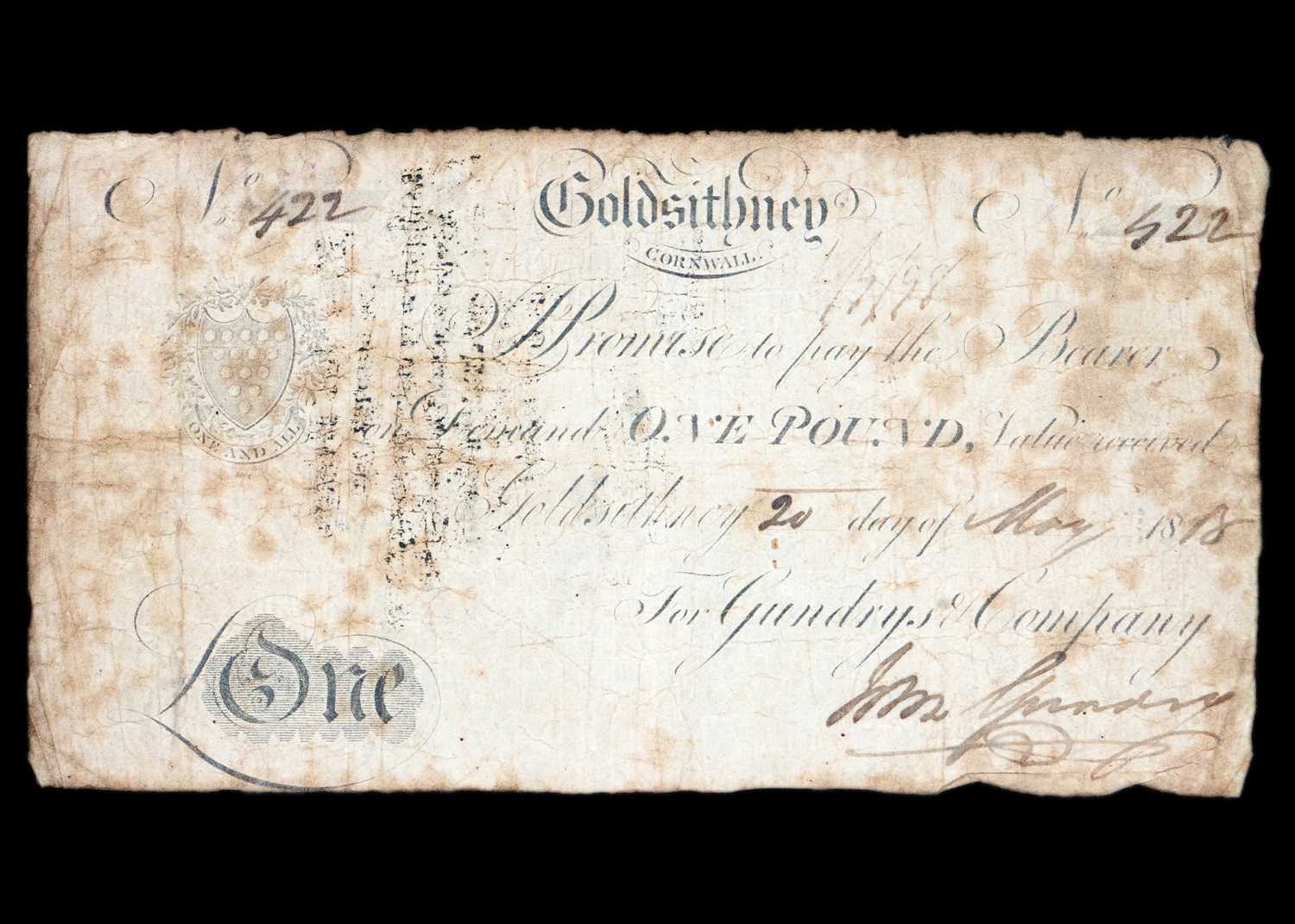 Lot 1 - Scarce Goldsithney, Cornwall £1 banknote