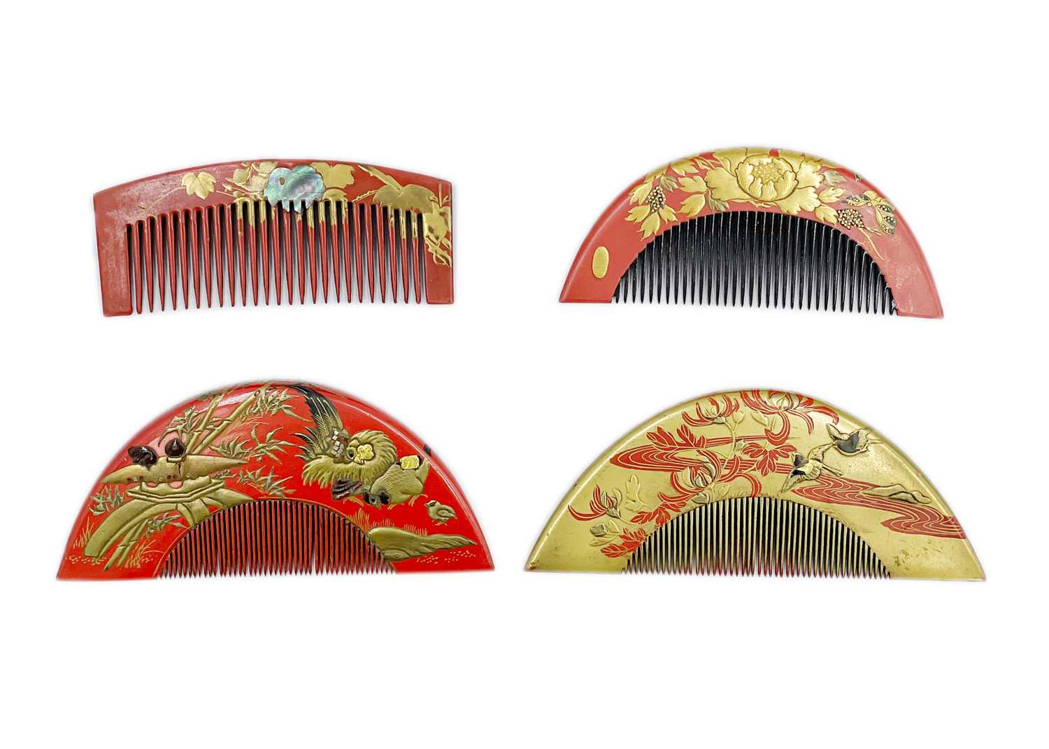 Lot 392 - A Japanese red, gold and black lacquered