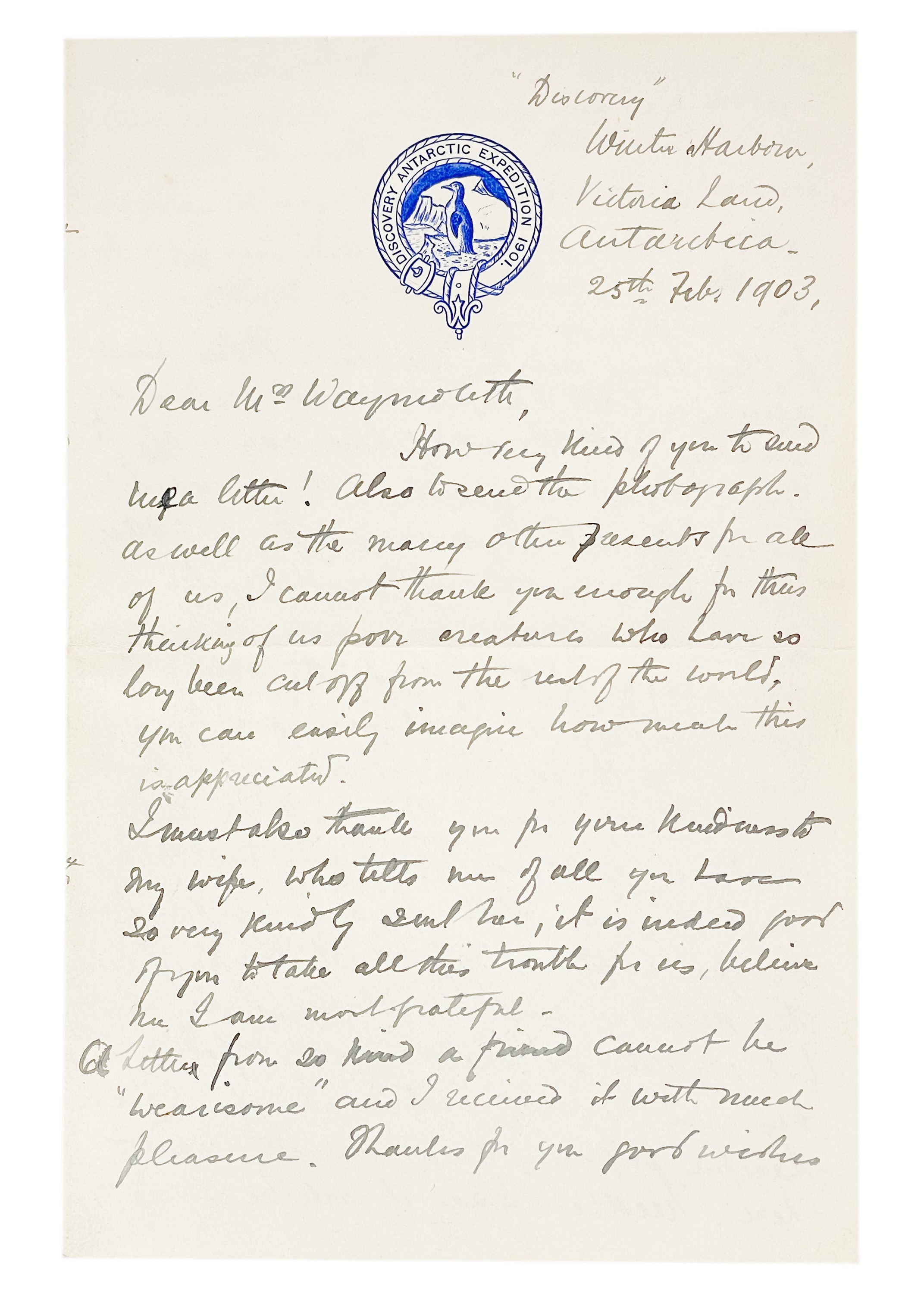 Lot 268 - The Antarctic Letters, written from the