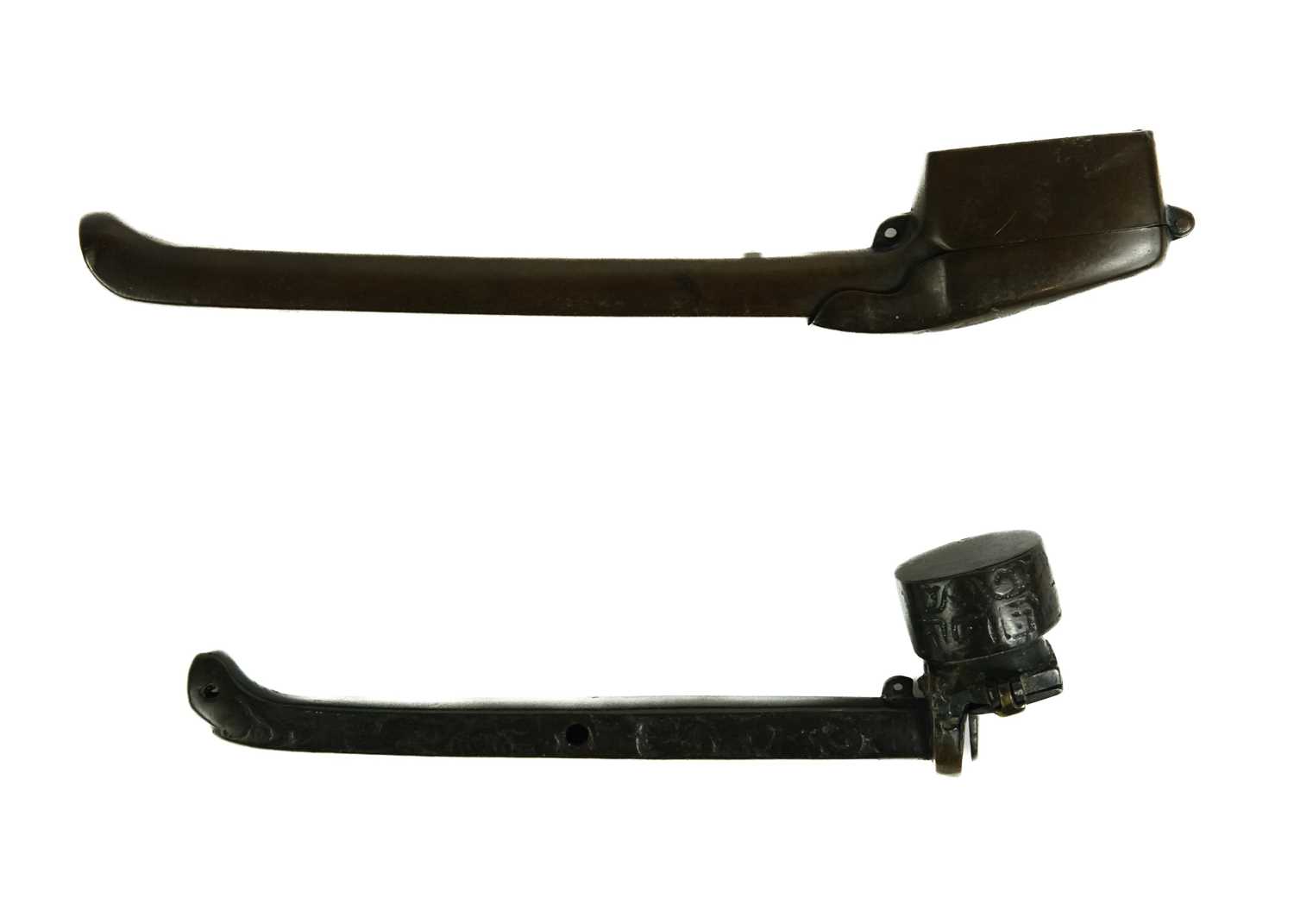 Lot 477 - Two Japanese bronze yatate, (portable brush