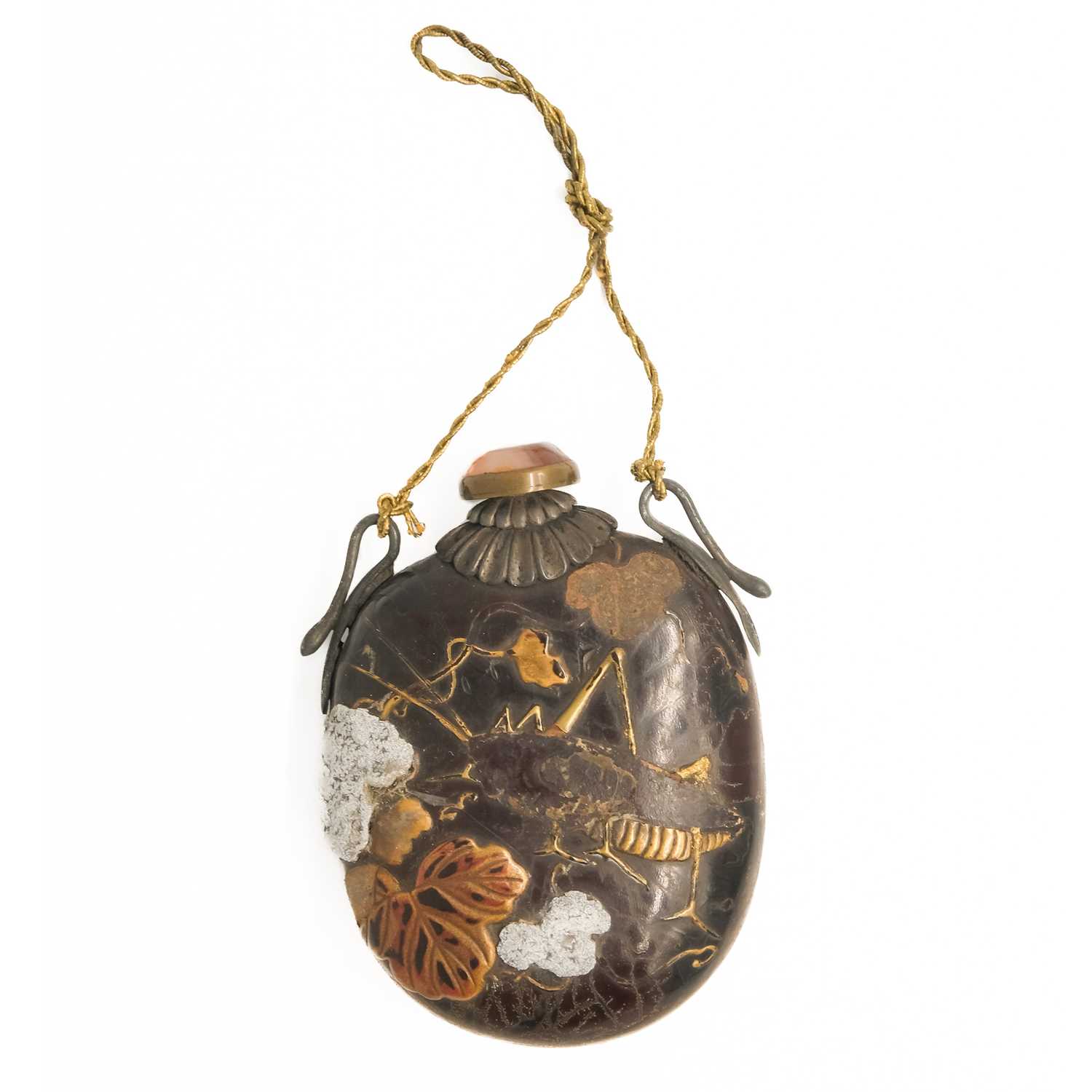 Lot 532 - A Japanese lacquer metal snuff bottle, 19th