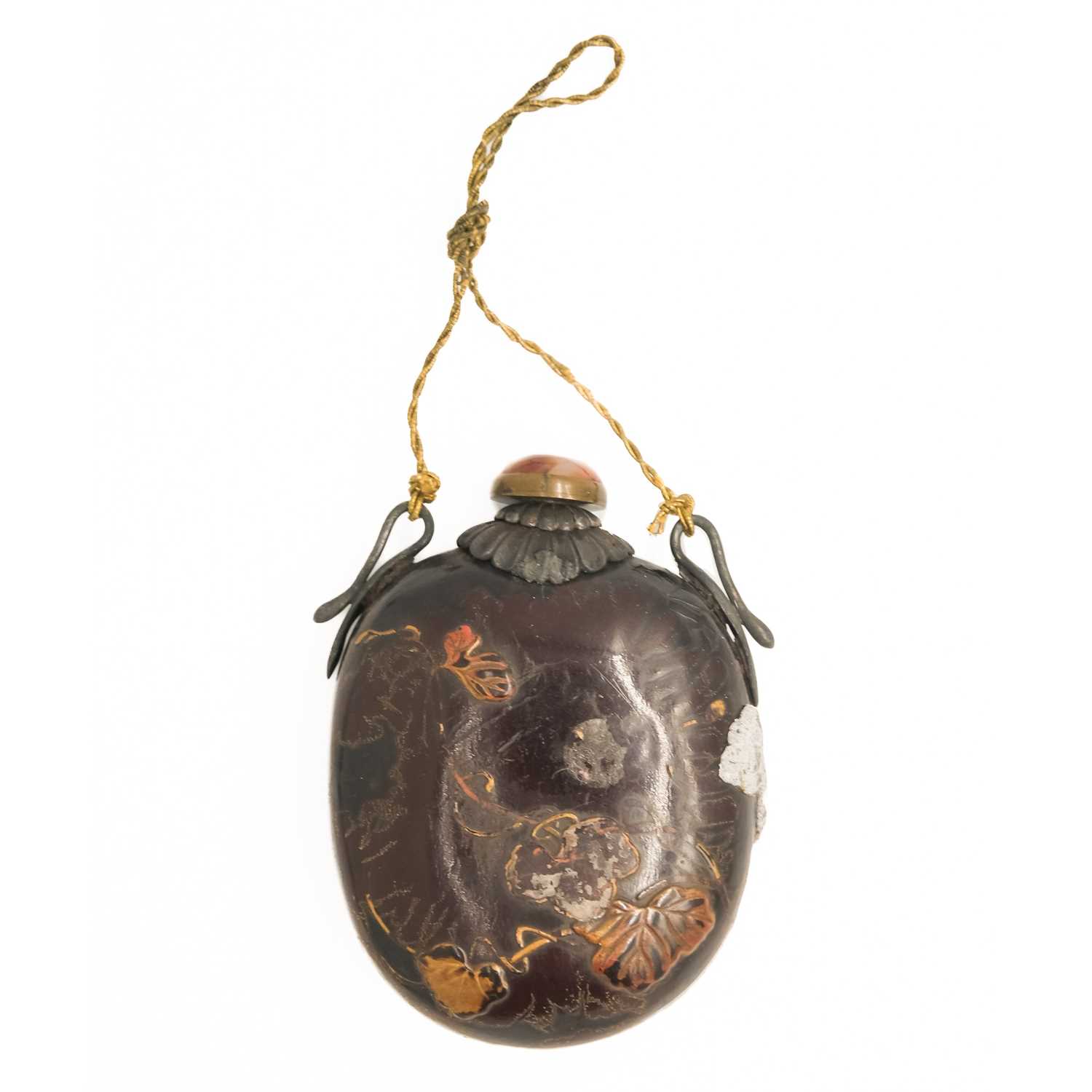 Lot 532 - A Japanese lacquer metal snuff bottle, 19th