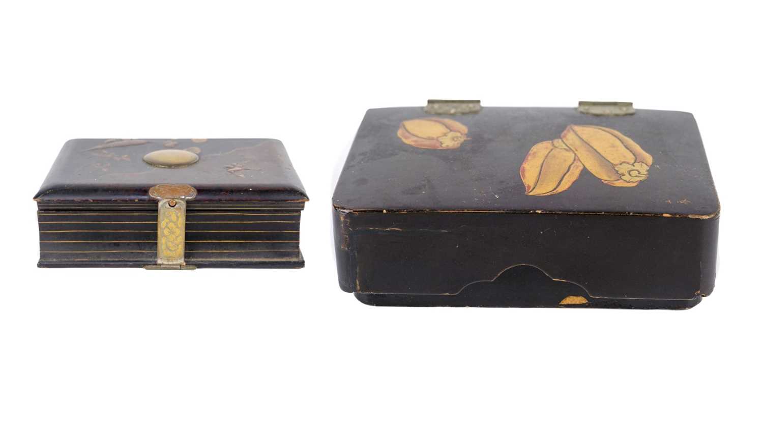 Lot 541 - Two Japanese black lacquer hinged boxes,