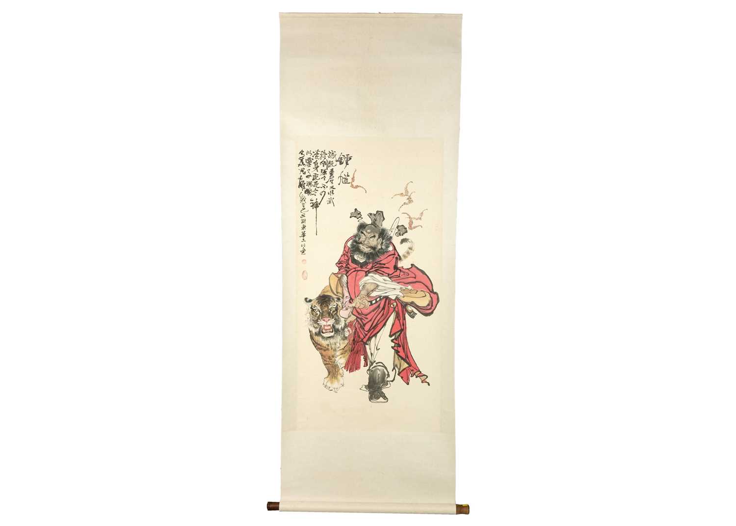 Lot 570 - A Chinese painted scroll depicting a warrior