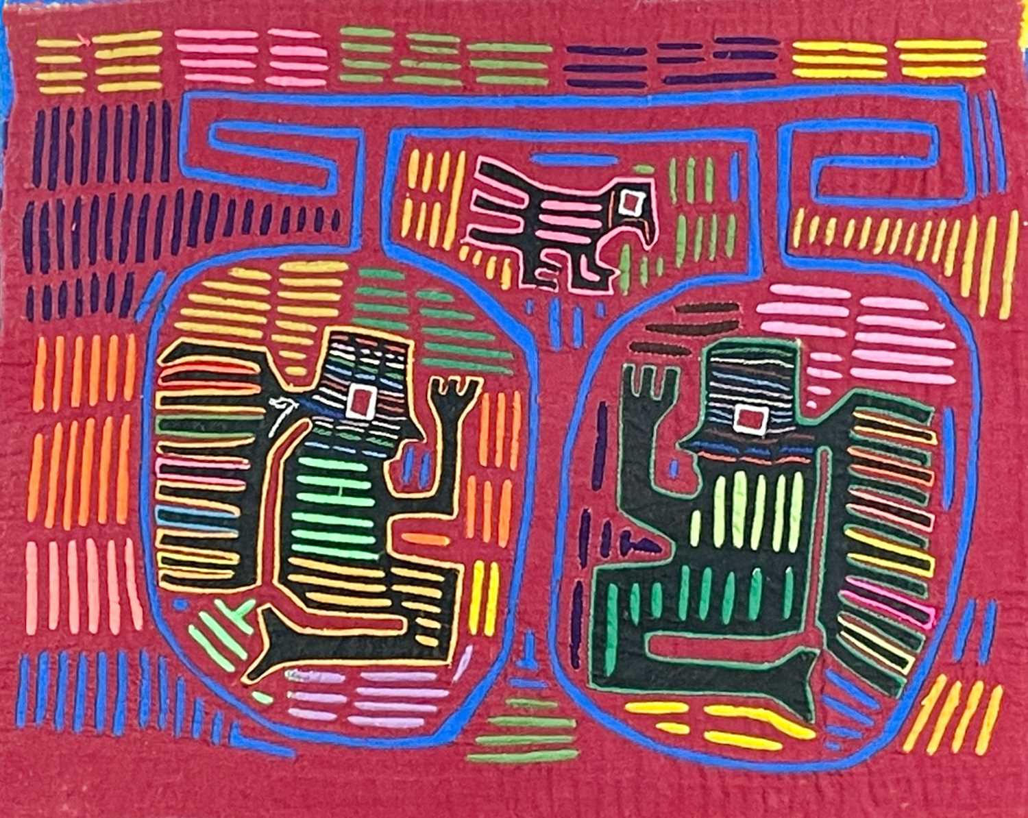 Lot 108 - A Kuna Indian mola art cotton panel, mid