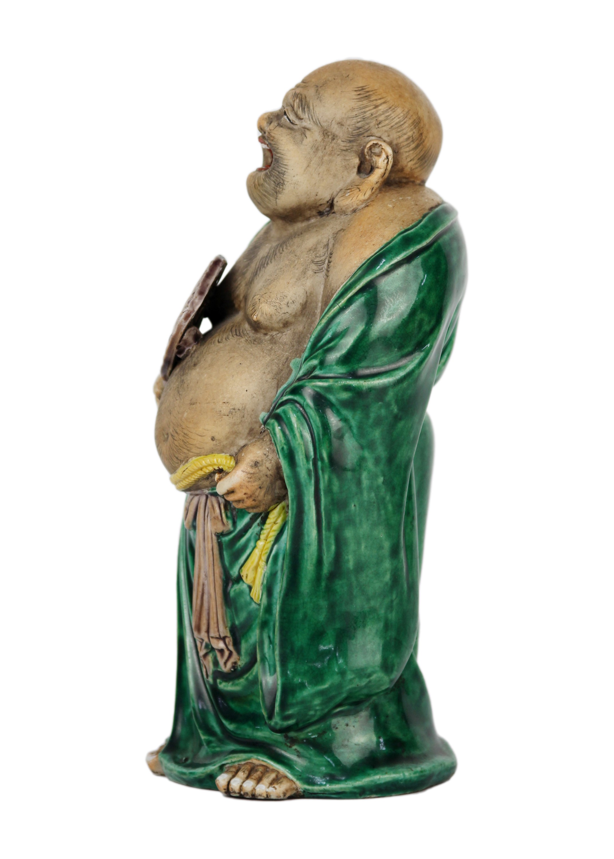 Lot 663 - A Japanese Kutani porcelain model of Hotei,