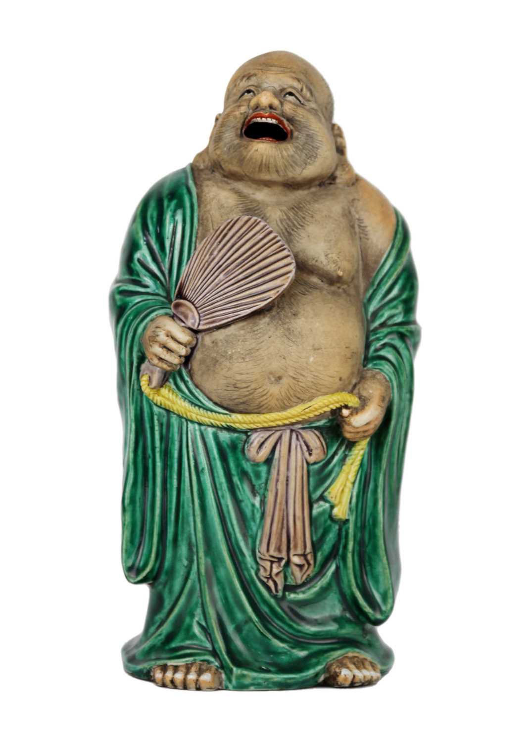 Lot 663 - A Japanese Kutani porcelain model of Hotei,