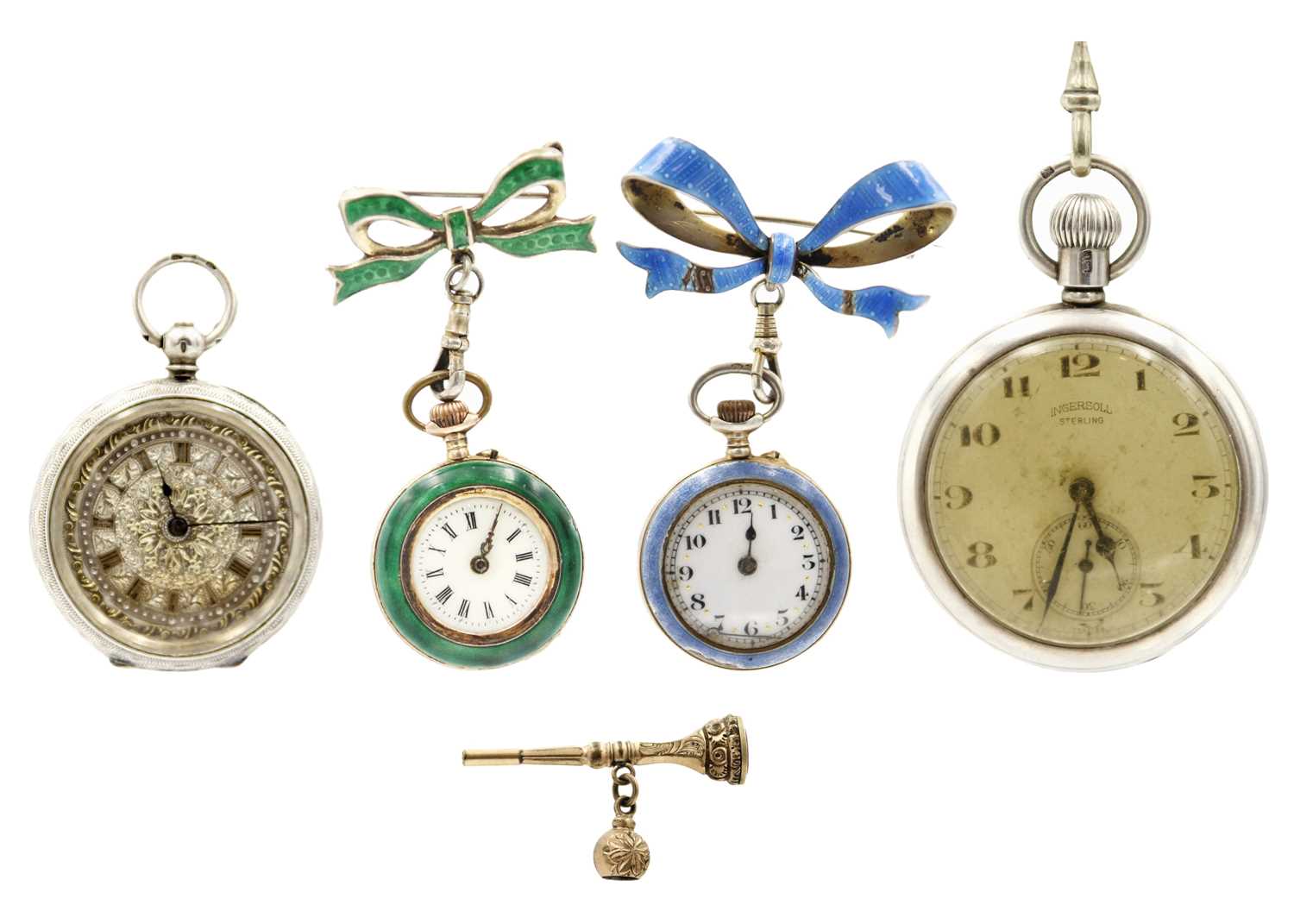Lot 252 - Two silver pocket watches, two silver and