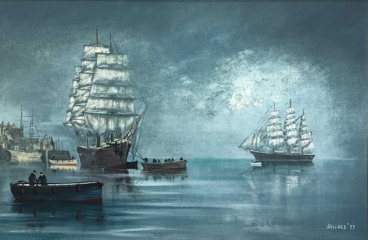 Lot 506 - Nigel HALLARD (b.1936) Boats Heading Towards