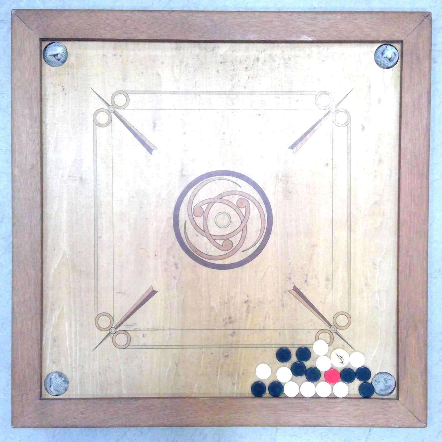 Lot 182 - Karom game with board and counters, 84x84cm.