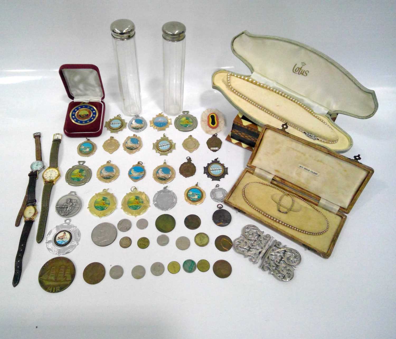 Lot 133 - Collection of costume jewellery, medallions,