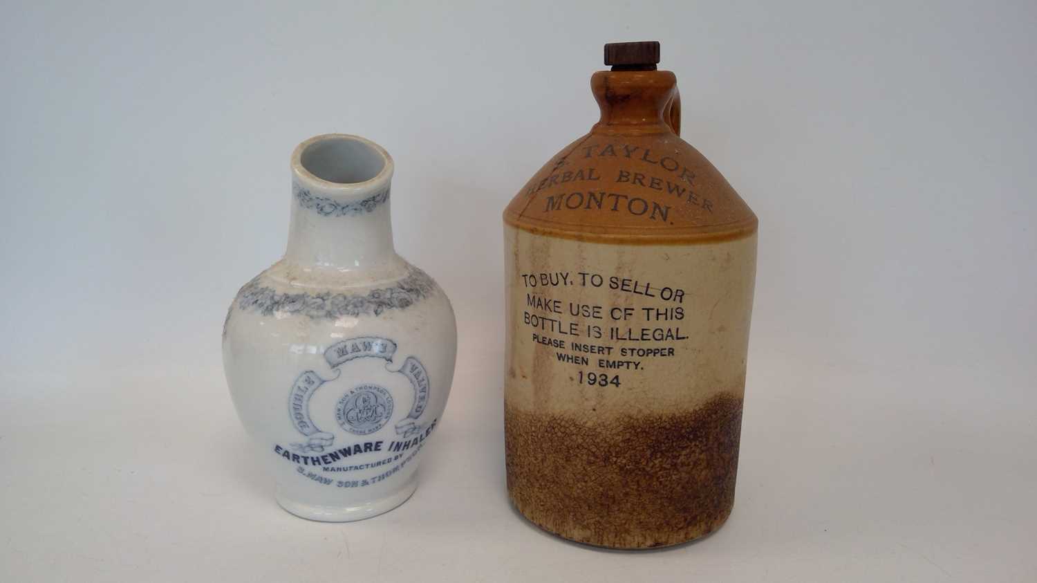 Lot 129 - An antique earthenware inhaler by S.Maw Son