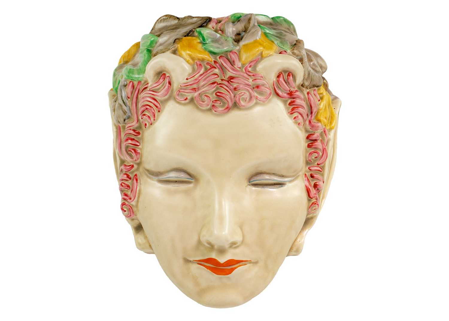 Lot 351 - A Clarice Cliff Pan or Puck wall mask.