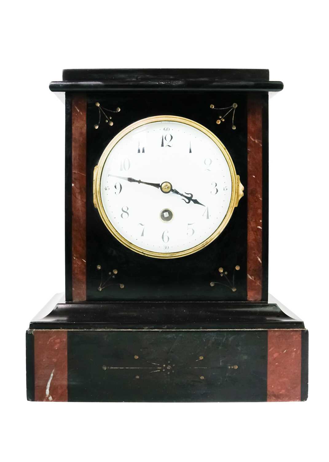 Lot 1646 - A Victorian black slate mantel clock.