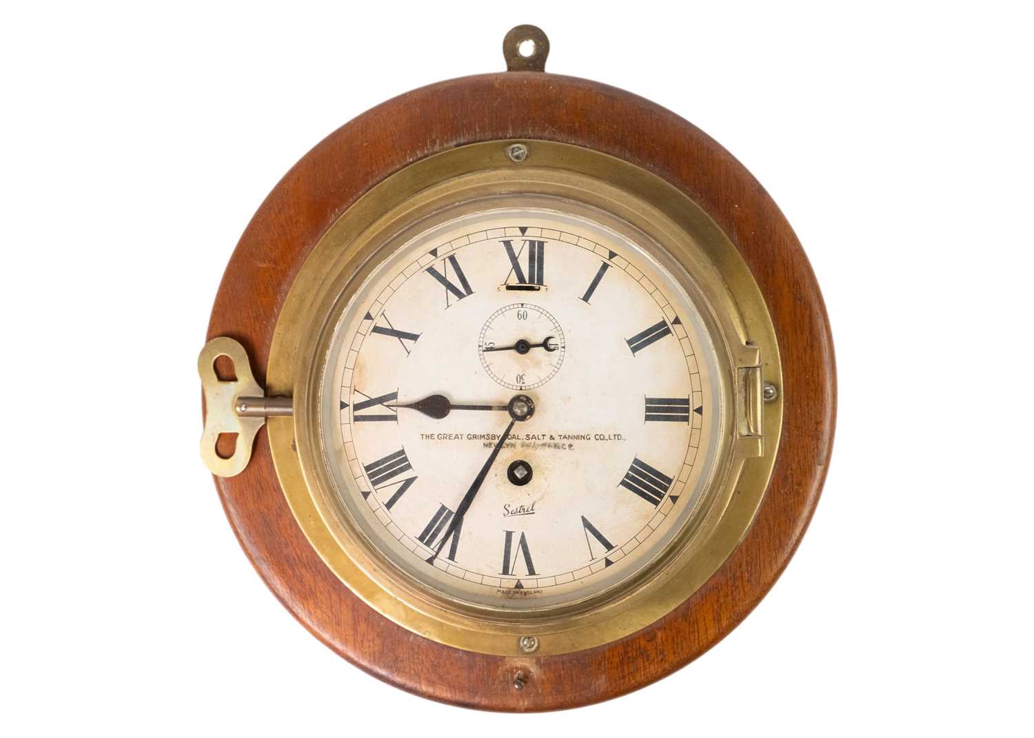 Lot 1647 - A Sestrel brass bulkhead clock, The Great