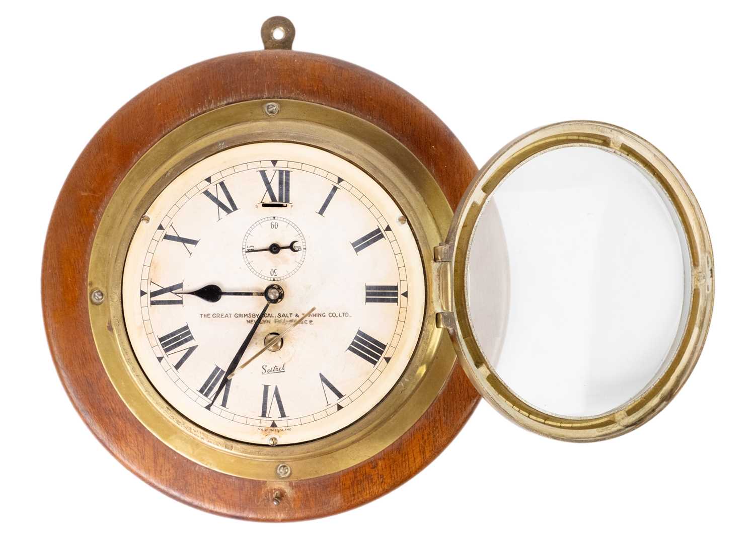 Lot 1647 - A Sestrel brass bulkhead clock, The Great