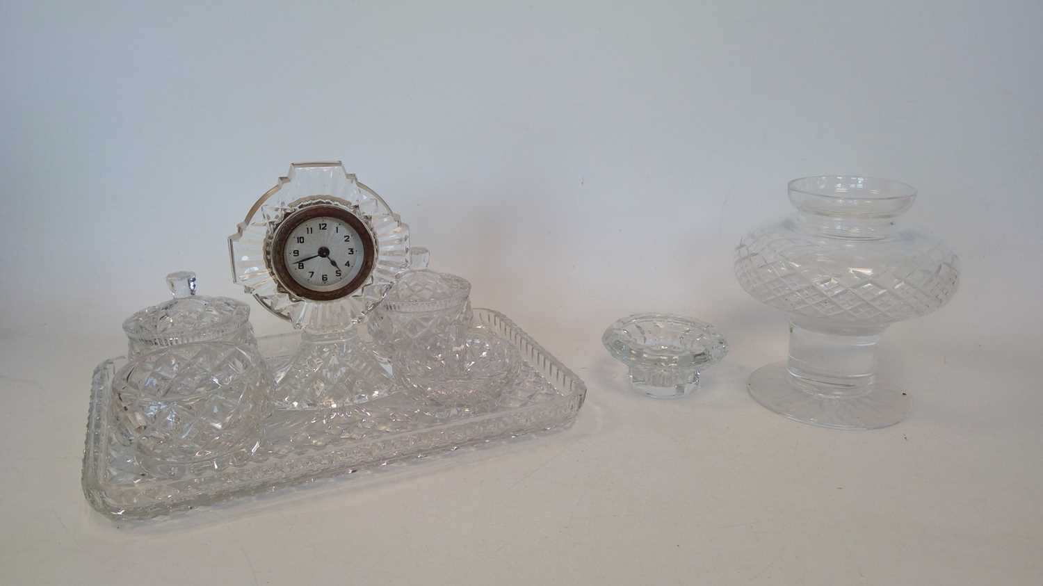 Lot 244 - A cut glass dressing table set including a