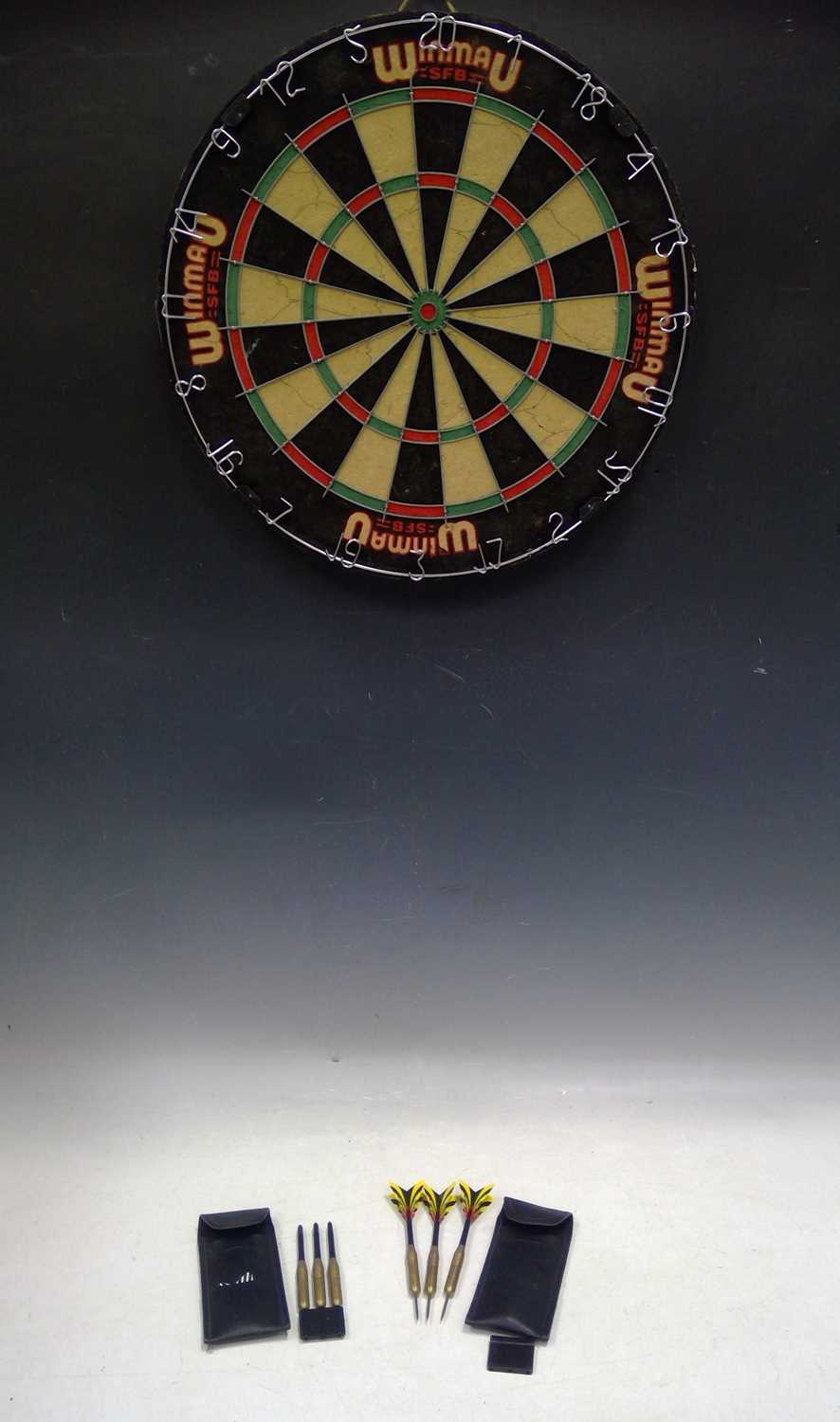 Lot 29 - A Winmau Dart Board and Two pairs of Brass
