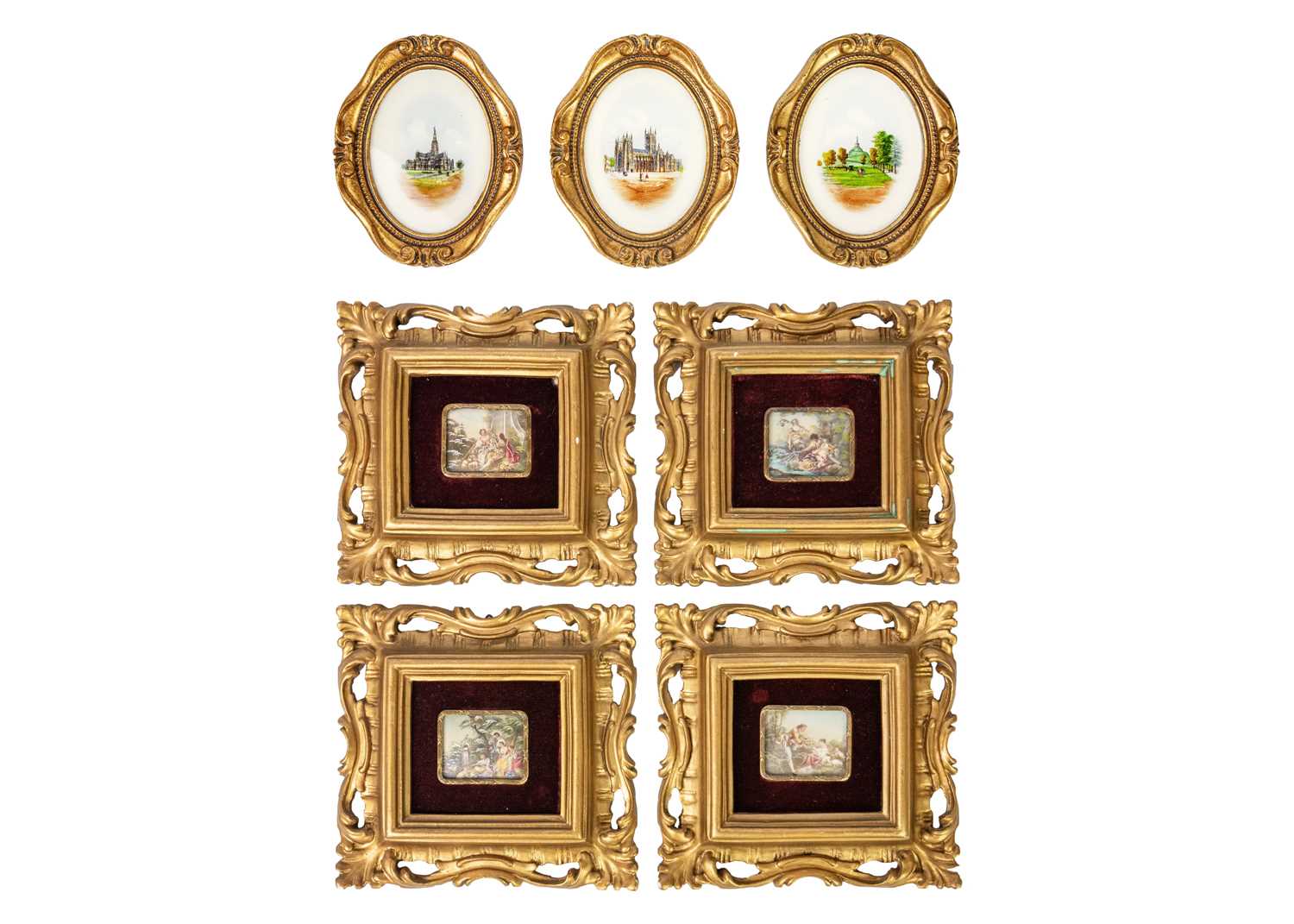Lot 46 - A set of four Italian gilt framed miniatures.