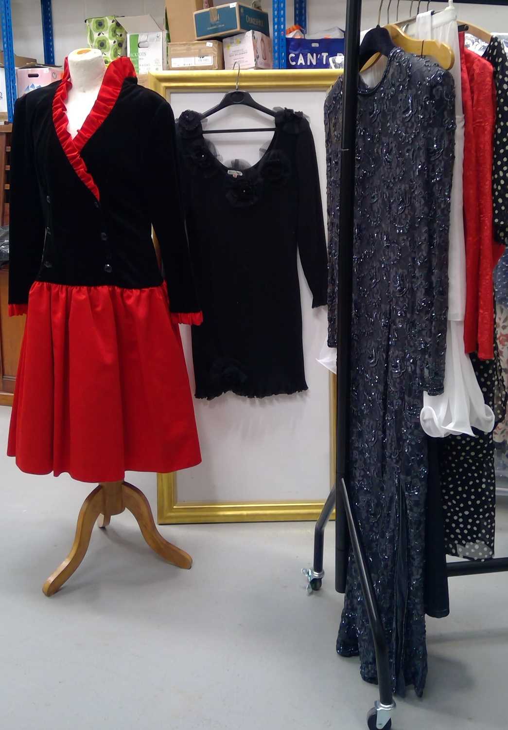 Lot 133 - A 1980s Frank Usher velvet party dress with