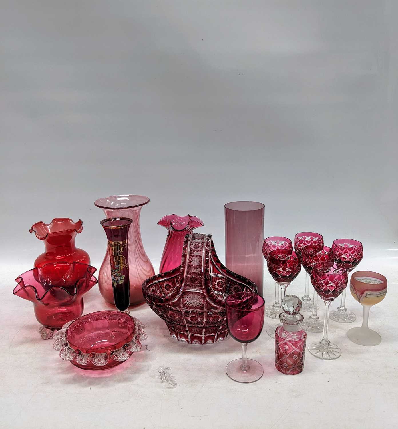 Lot 91 - A collection cranberry glassware.