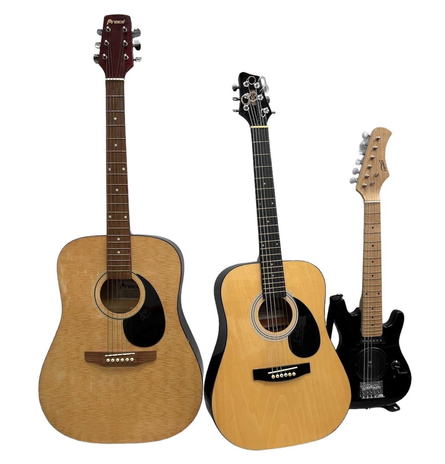 Lot 20 - Three guitars; a Prince WJ 750 acoustic, a
