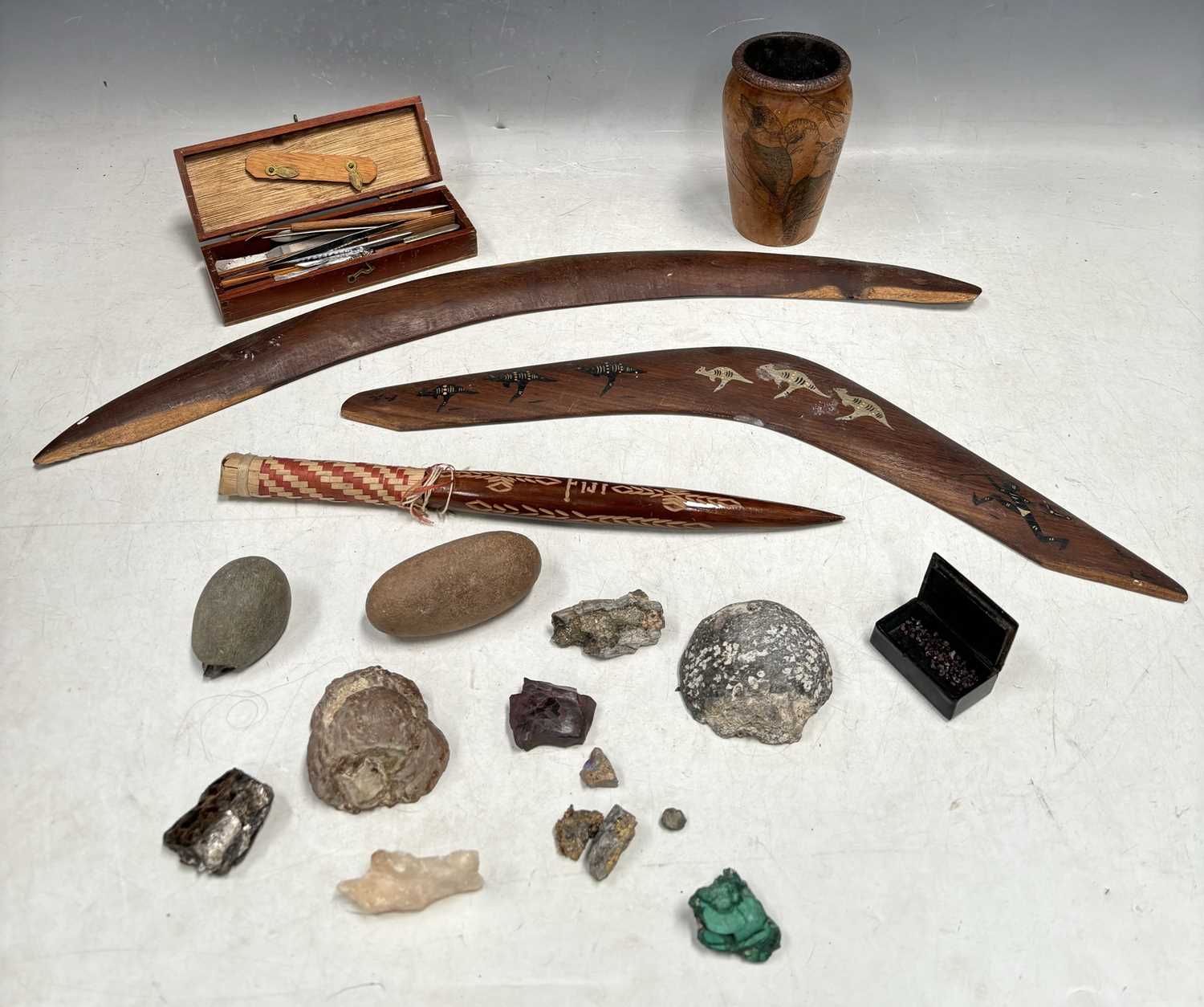 Lot 17 - Aboriginal and South Pacific wooden items, a