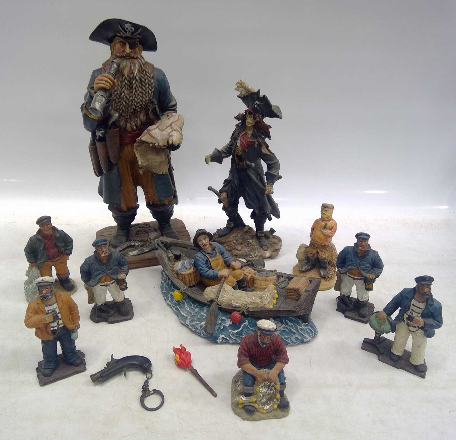 Lot 77 - Ten Resin Pirate figures sizes 11cm to 30cm