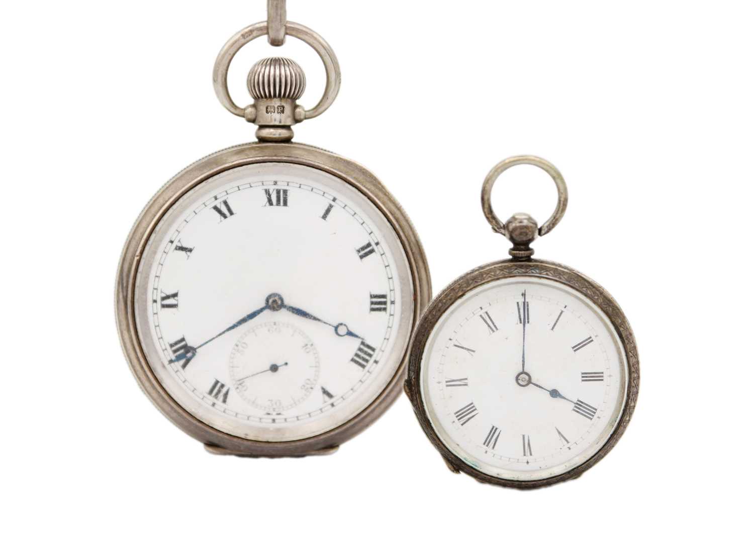 Lot 227 - A silver crown wind pocket watch with Albert