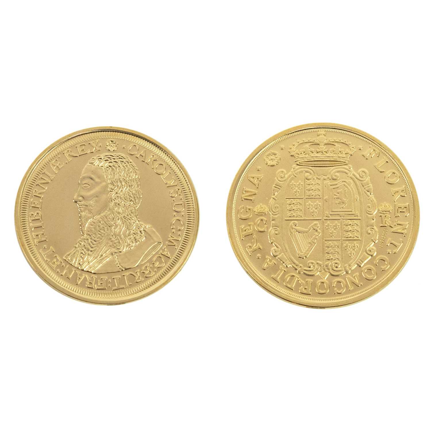 Lot 85 - Gold proof REPLICA of King Charles I pattern