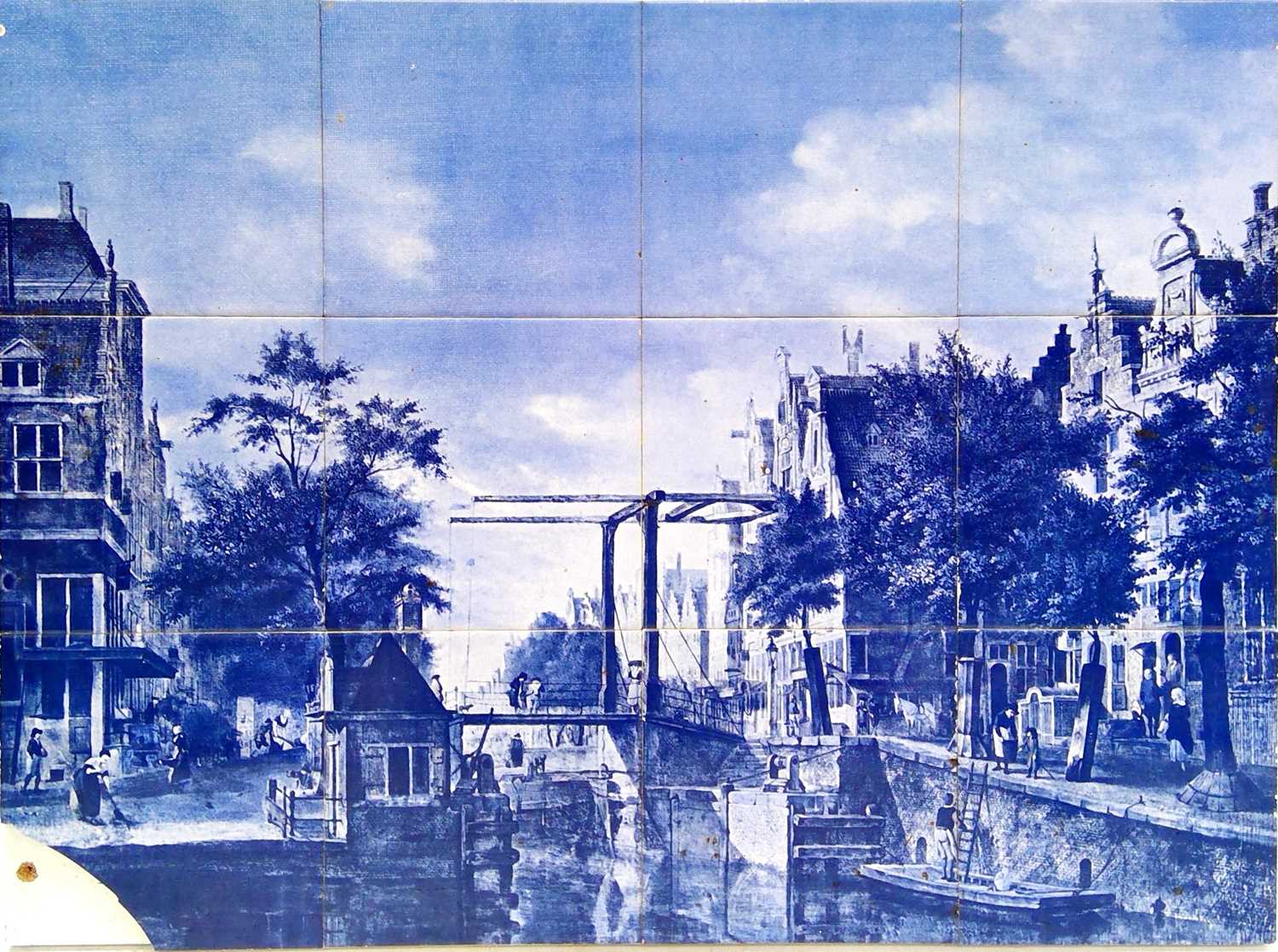 Lot 180 - 12 transfer printed Delft style tiles—some