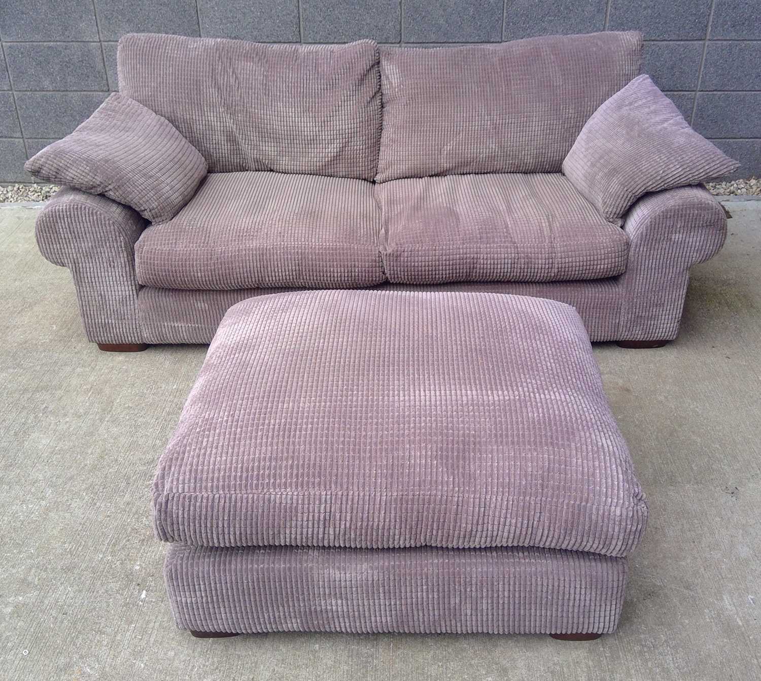 Lot 299 - A Large Velour finish Sofa 215cm long x