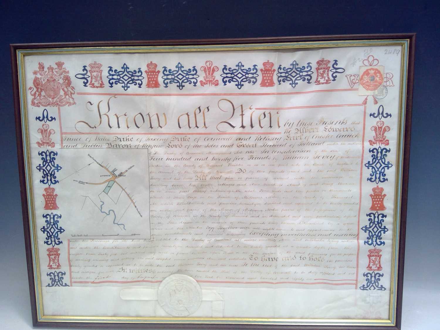 Lot 104 - A Royal Deed, dated 1861. The Frame is 67cm