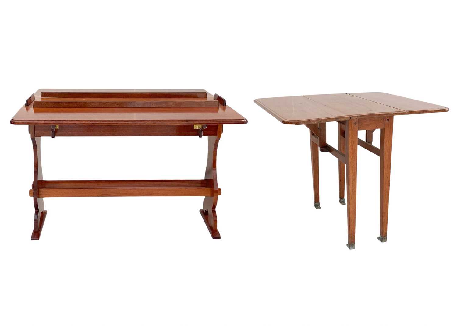 Lot 242 - A varnished teak twin flap table from a