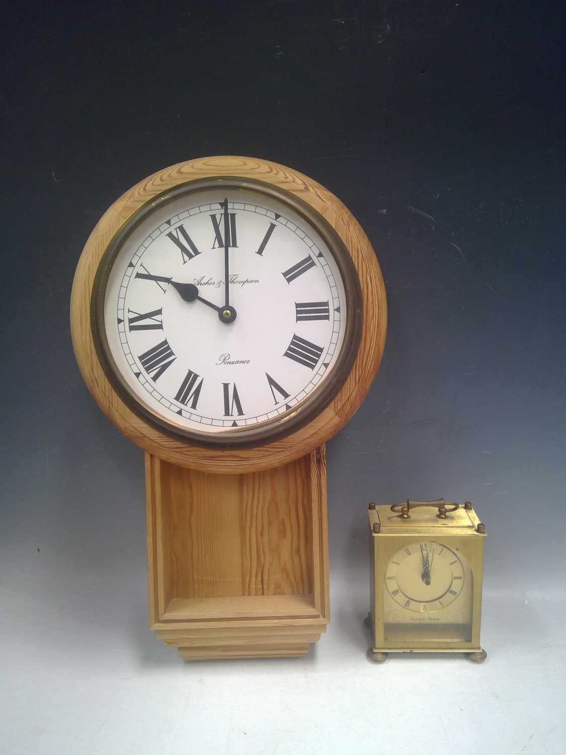 Lot 167 - A Pine Clock and a Modern Brass Carriage