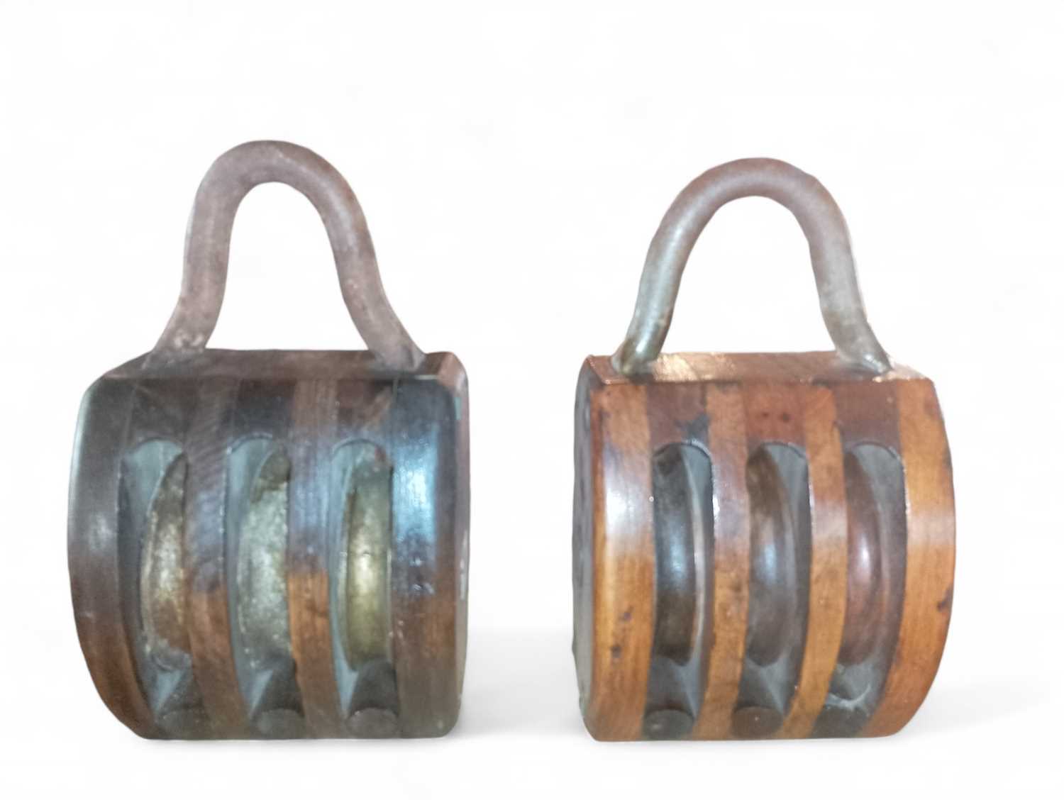 Lot 806 - A Pair of Ship's Triple Wooden Internal