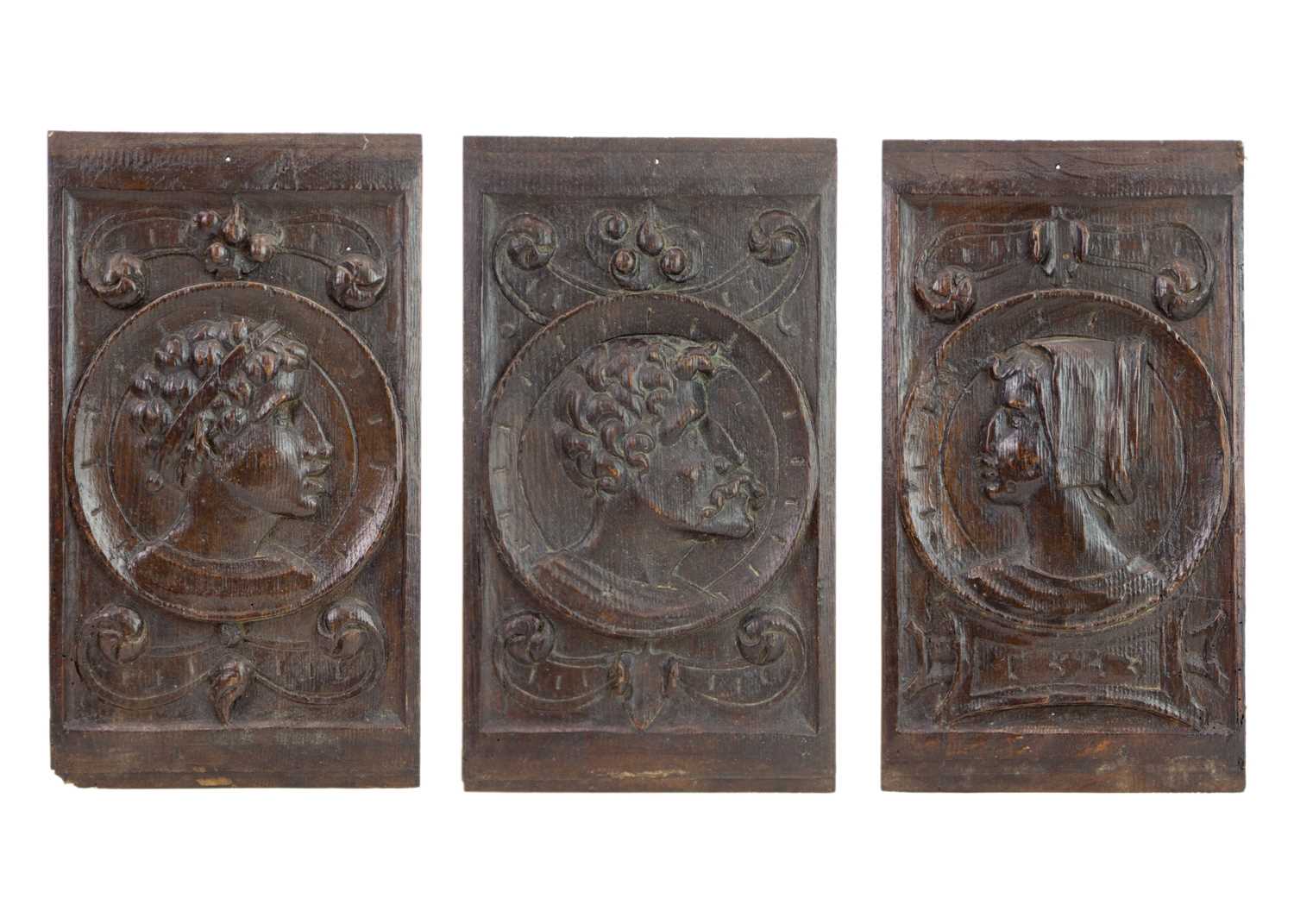 Lot 1044 - A Group of three 16th century carved oak