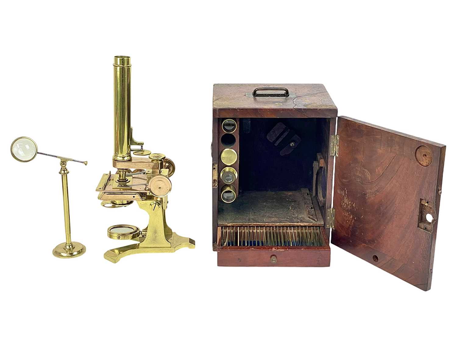 Lot 159 - A Victorian brass compound microscope by