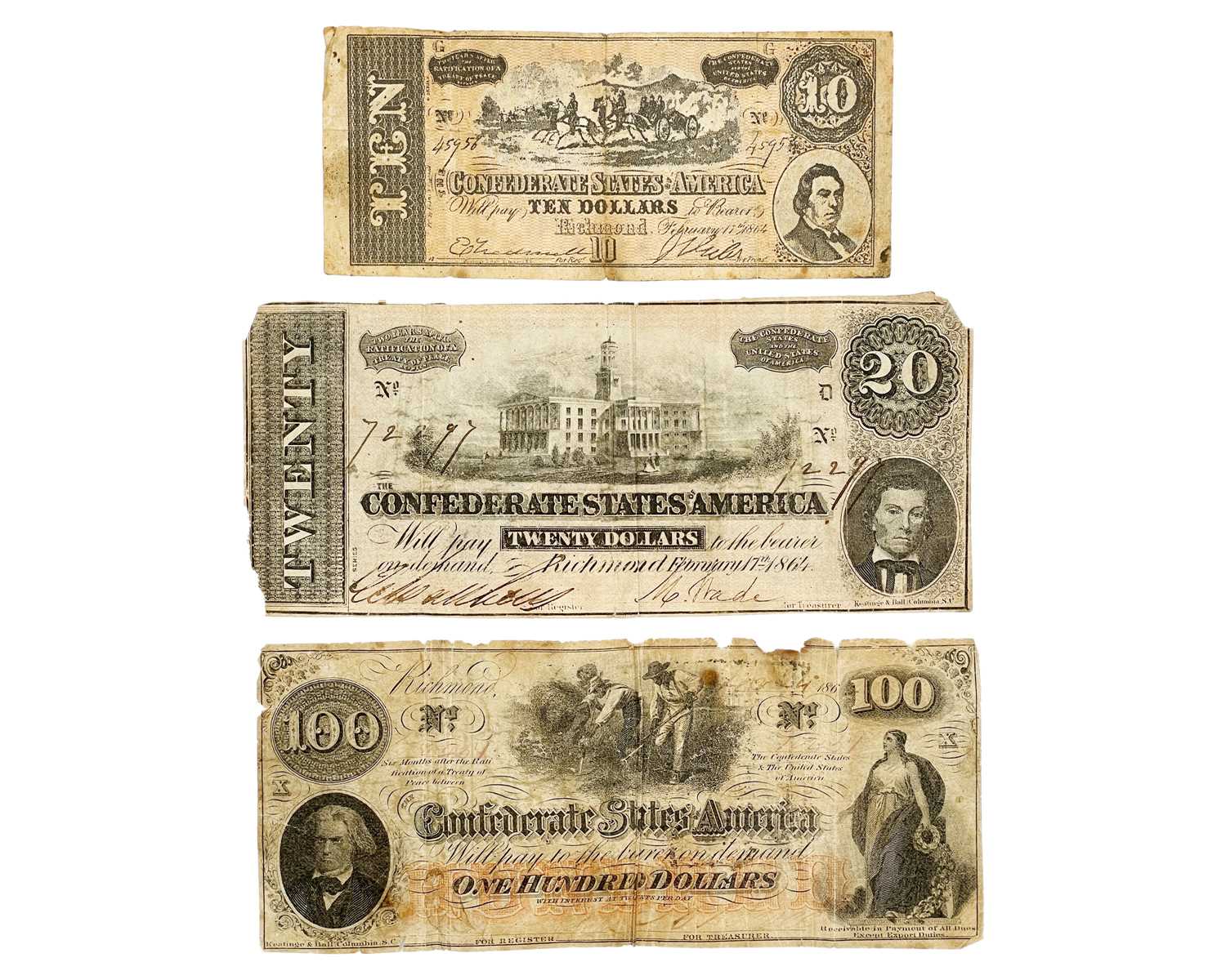 Lot 49 - CONFEDERATES STATES AMERICA BANKNOTES.