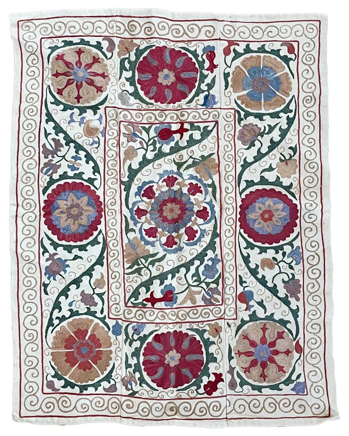 Lot 509 - A Bokhara embroidered linen susani,