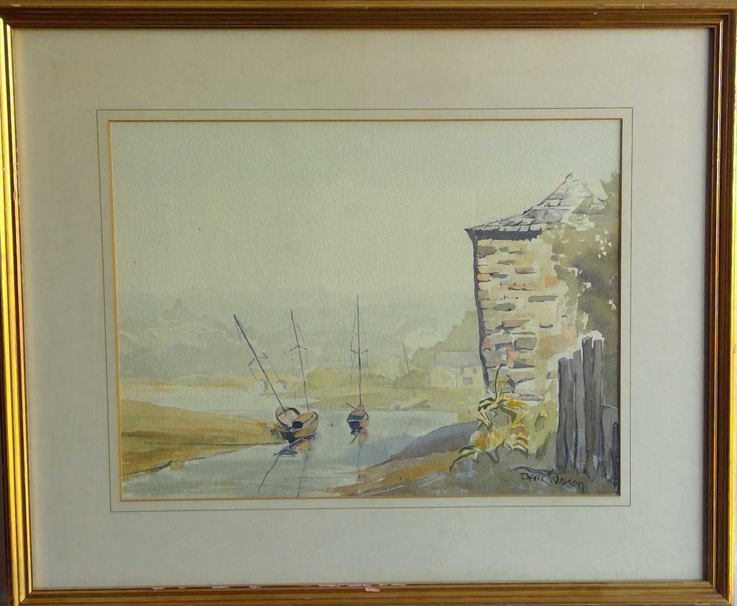 Lot 515 - Derek WATSON (20th Century) Two Boats Moored