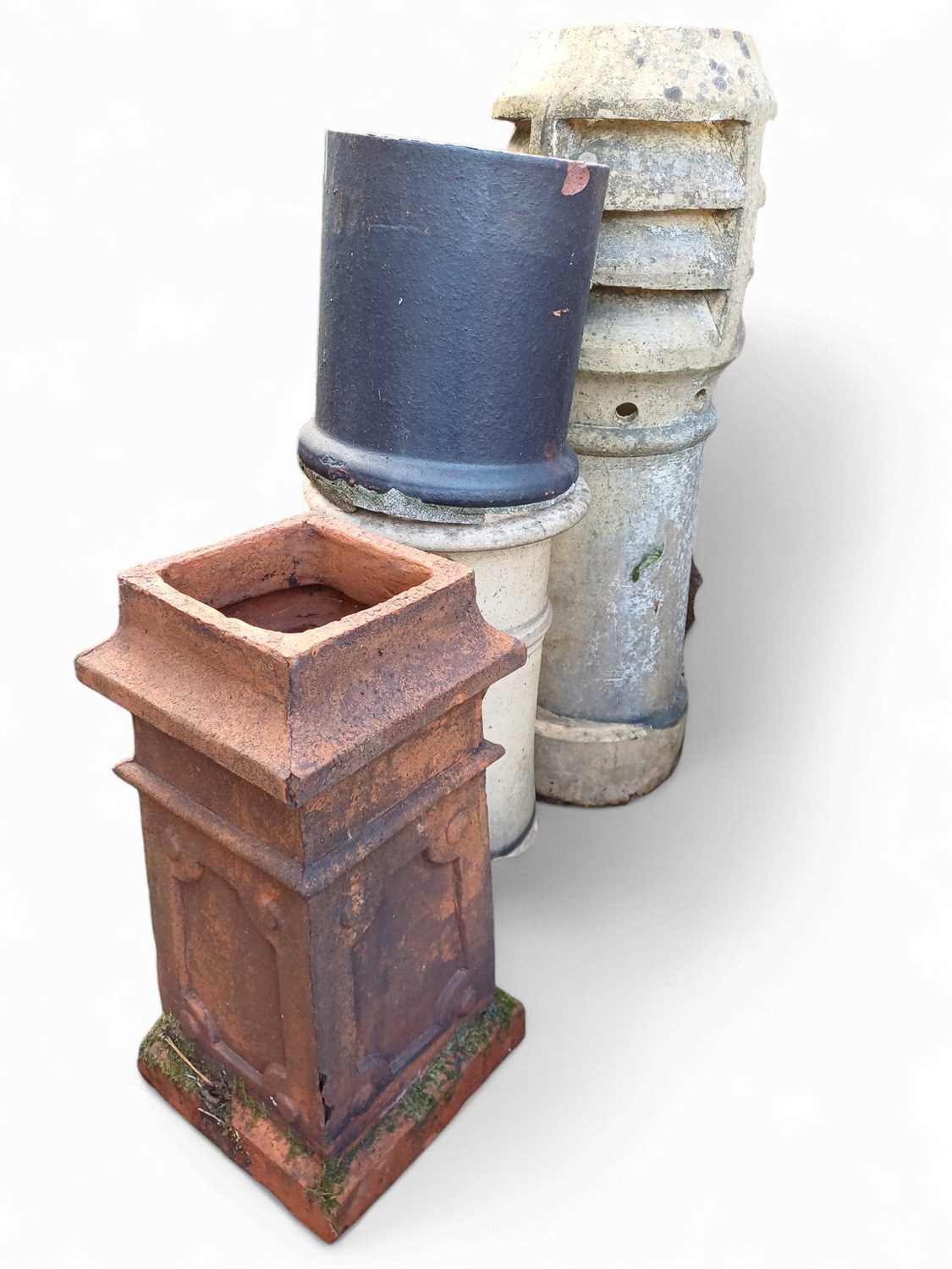 Lot 341 - A terracotta square chimney pot.