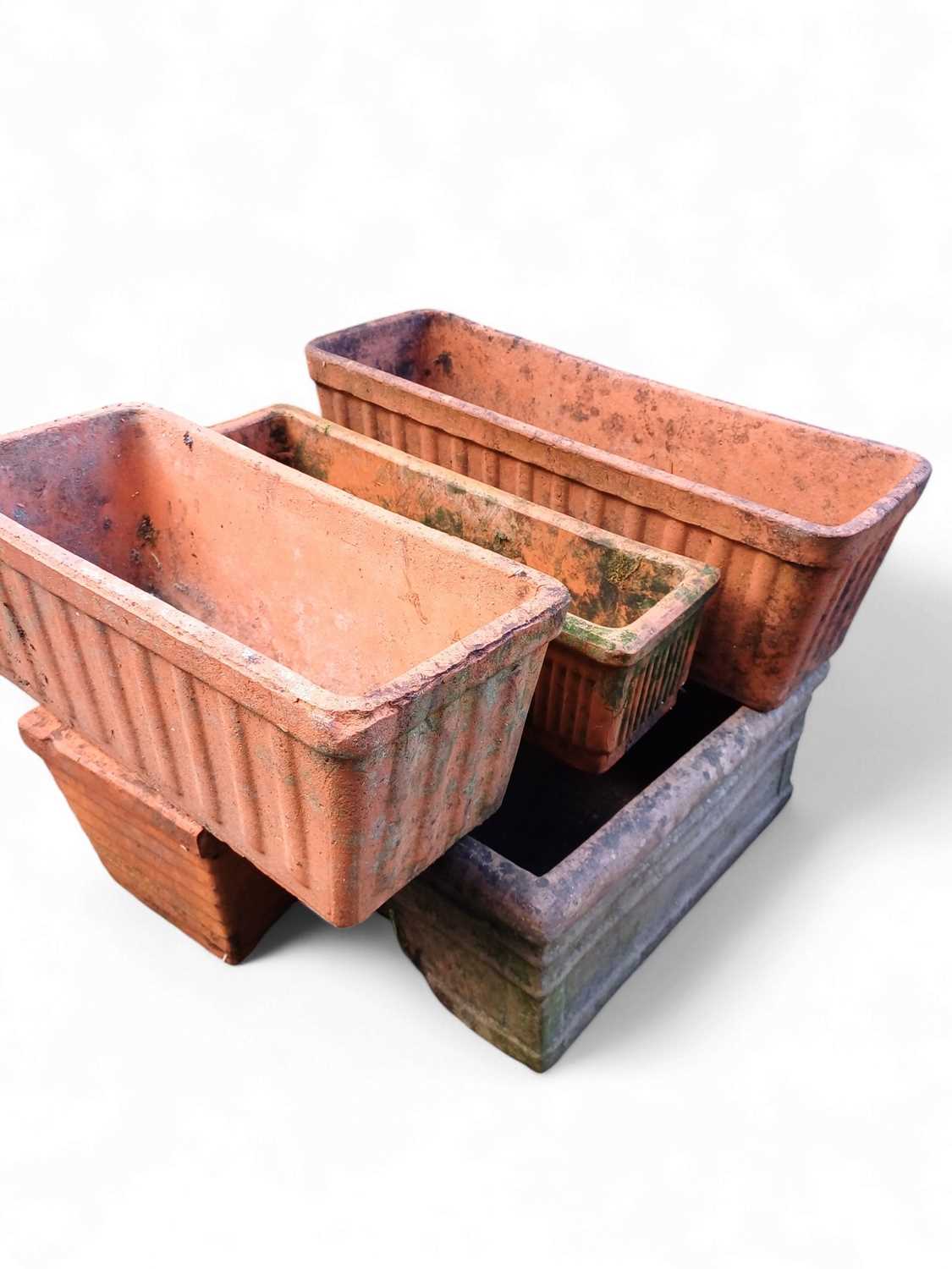 Lot 339 - Five various rectangular terracotta planters.