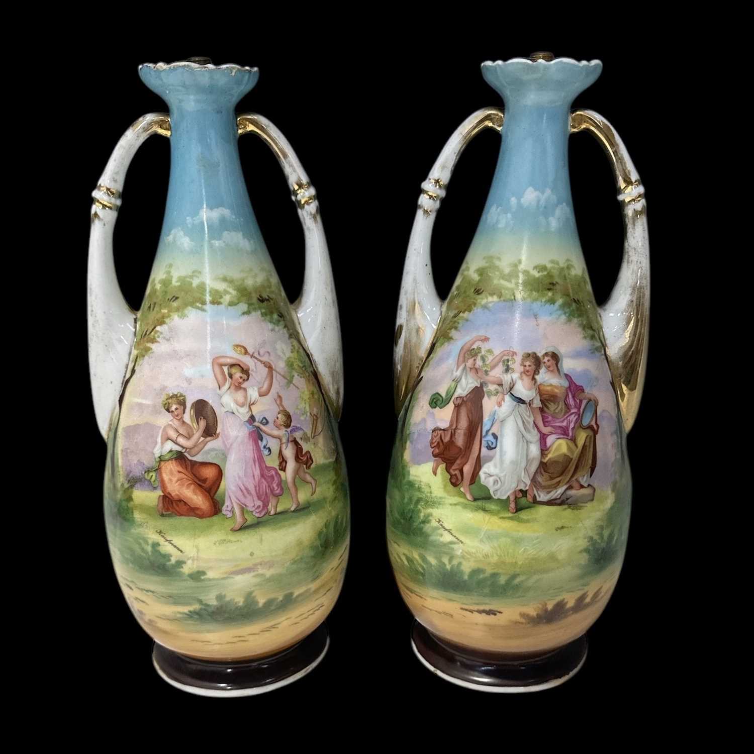 Lot 81 - A pair of Austrian, Victoria pottery