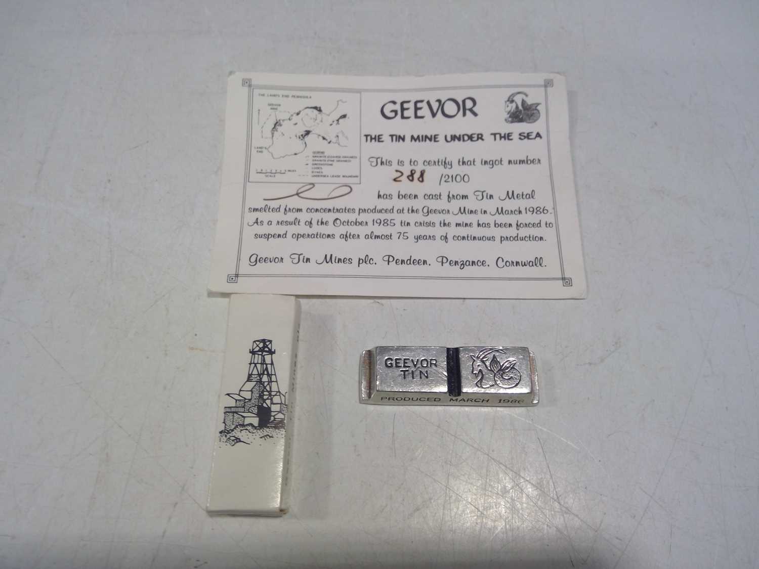 Lot 161 - A Vintage, Geevor Tin Ingot. Dated 1986, 288