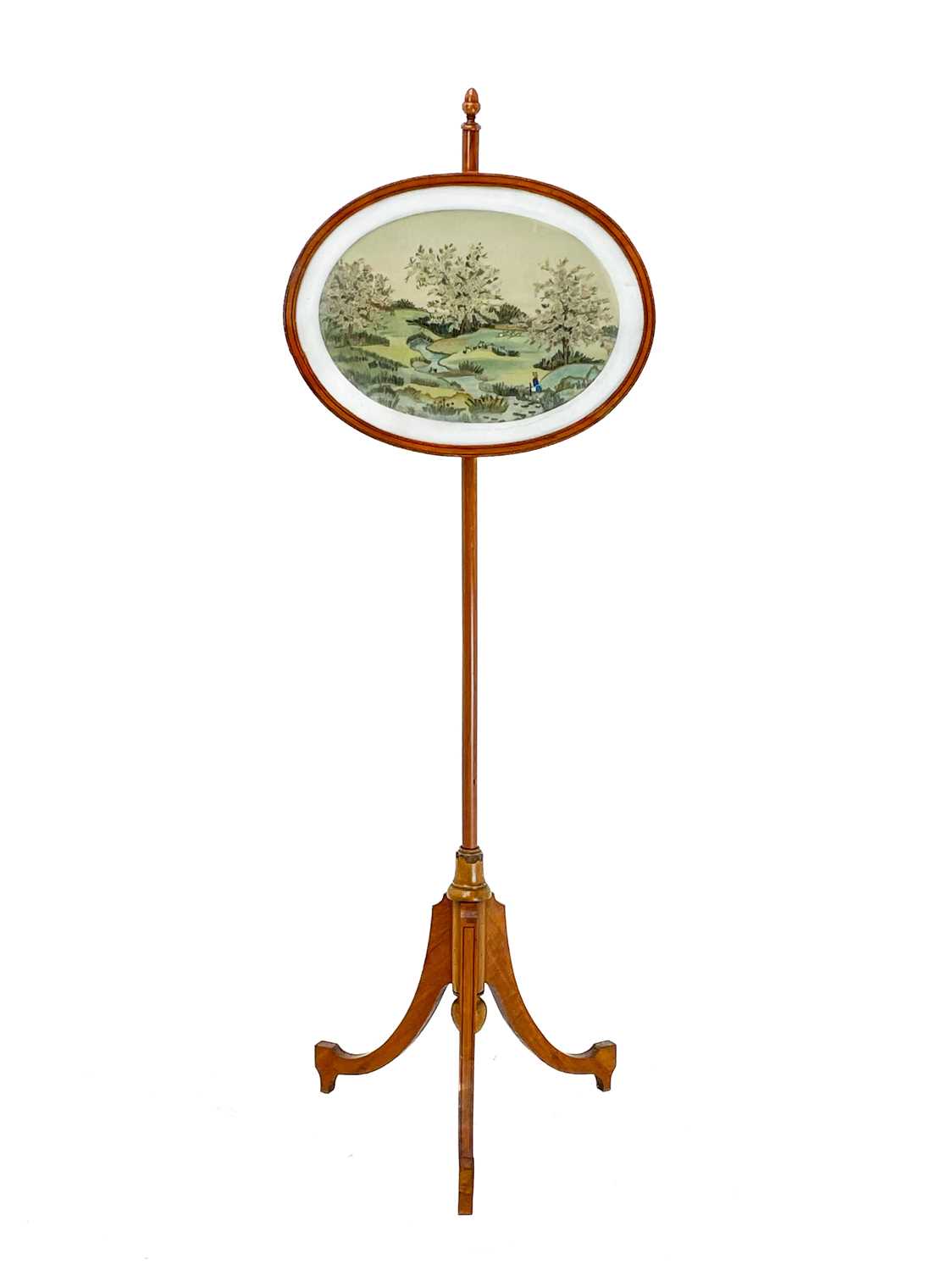 Lot 478 - A Regency style satinwood pole screen.